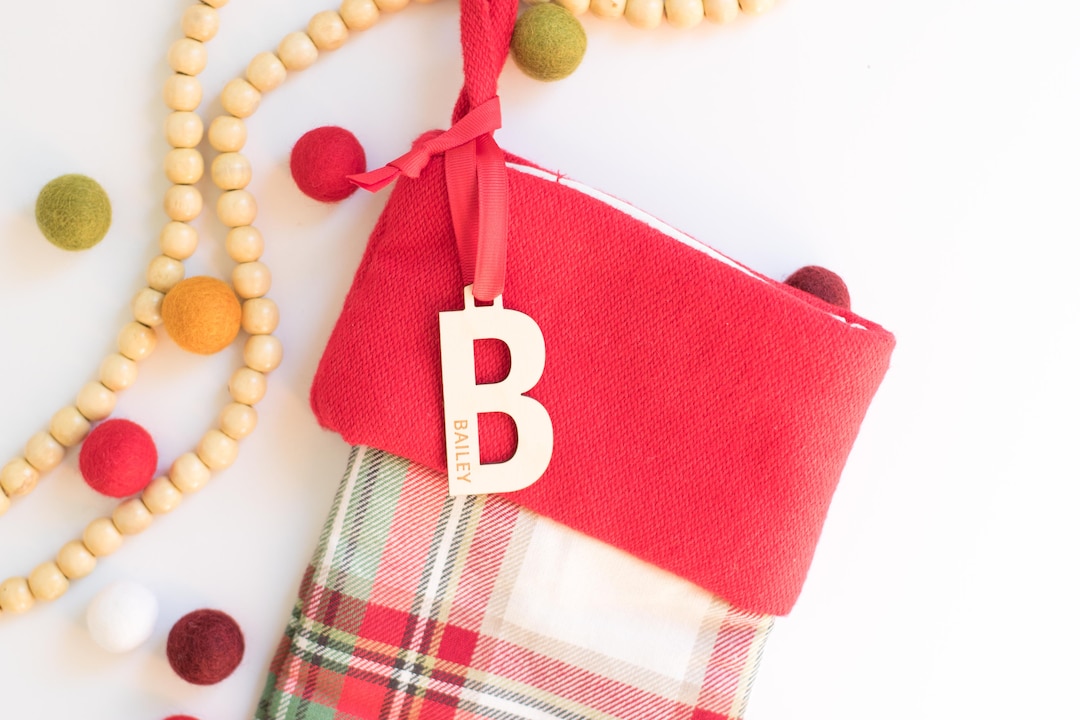 Monogram Letter Stocking Tag | Personalized Initial Stocking Tag ...