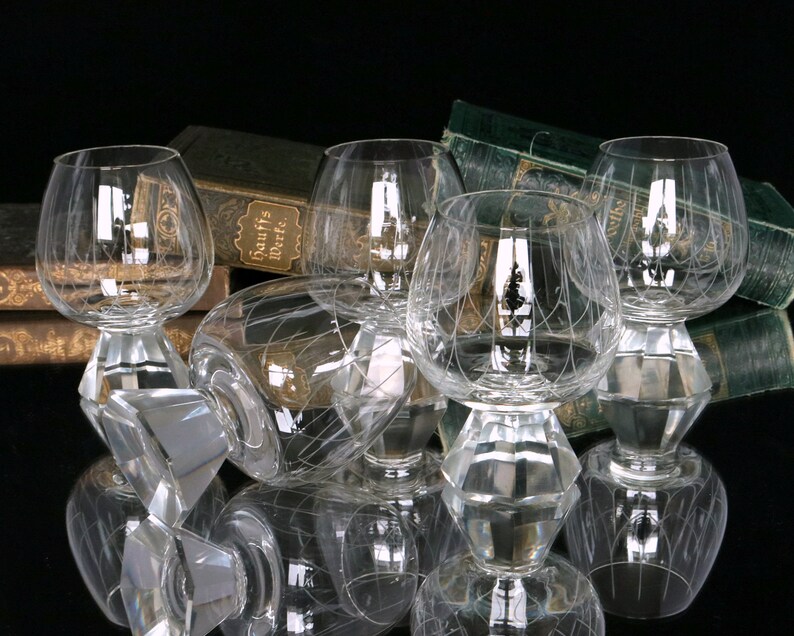5x Small Crystal COGNAC Glasses Brandy Balloon Snifters | Etsy