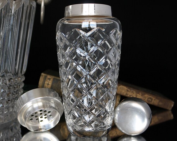 Crystal COCKTAIL SHAKER Cut Decor Silver-Plated Mounting | Etsy