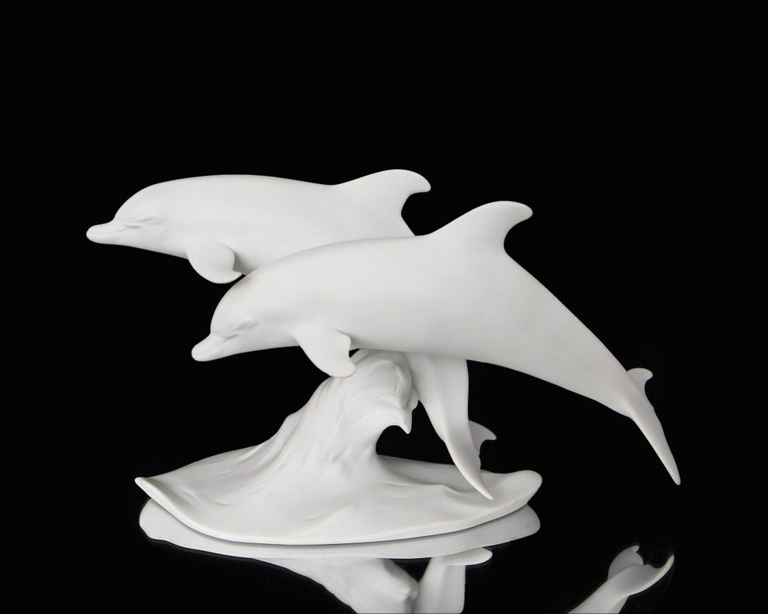 Large AK KAISER Bisque Porcelain Figurine - Dolphin Pair, Design by W ...