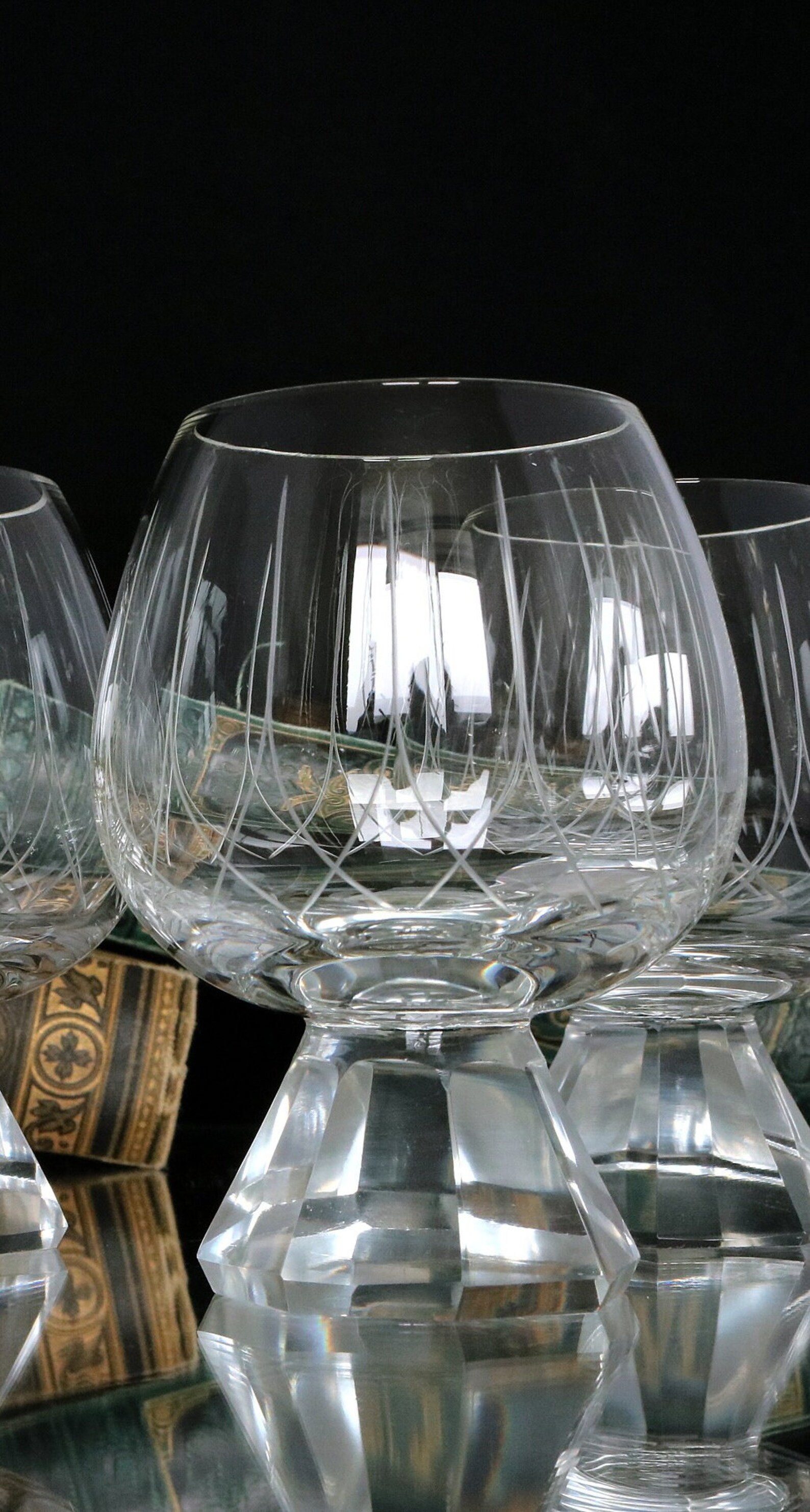 5x Small Crystal COGNAC Glasses Brandy Balloon Snifters - Etsy