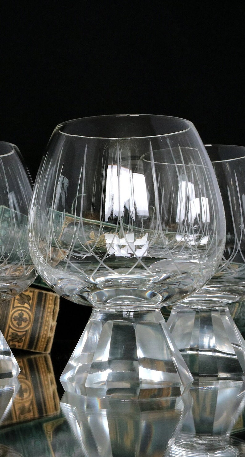 5x Small Crystal COGNAC Glasses Brandy Balloon Snifters - Etsy