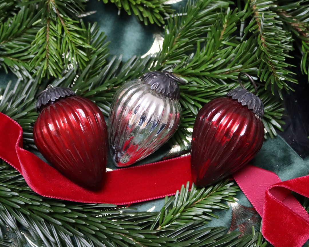 1x GLASS CONE KUGEL, Ripped Design - Vintage German Biedermeier Heavy ...