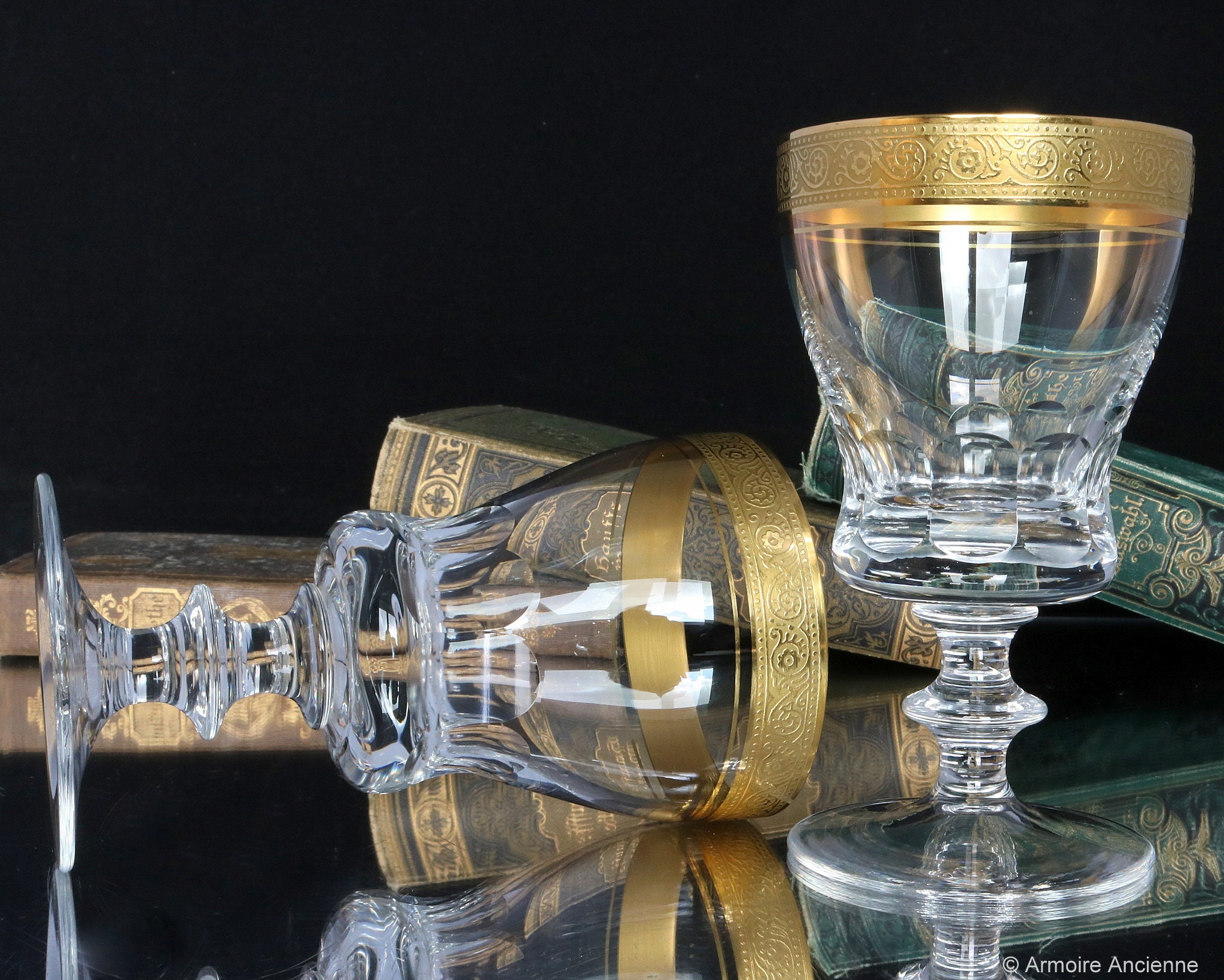 Crystal APERITIF Glasses With Gold Rim, THERESIENTHAL - Etsy