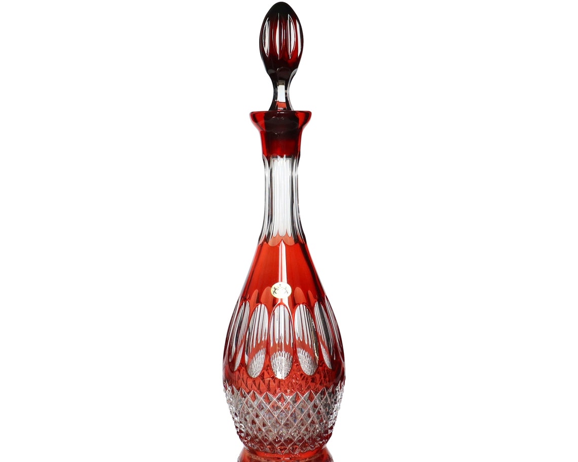 SPODE CRYSTAL DECANTER With Ruby Overlay - Etsy