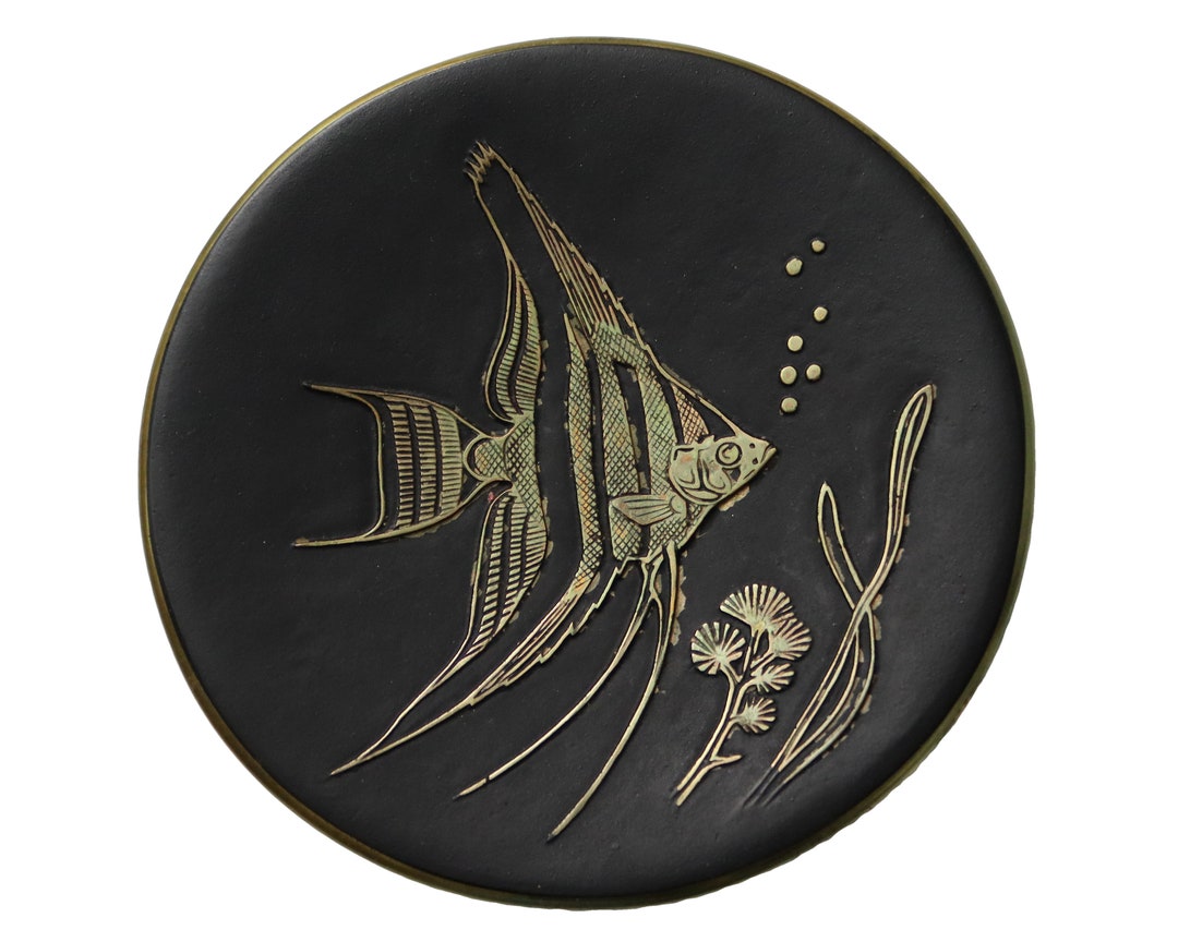 Round Brass Wall Plate - Angelfish Pattern - Etsy