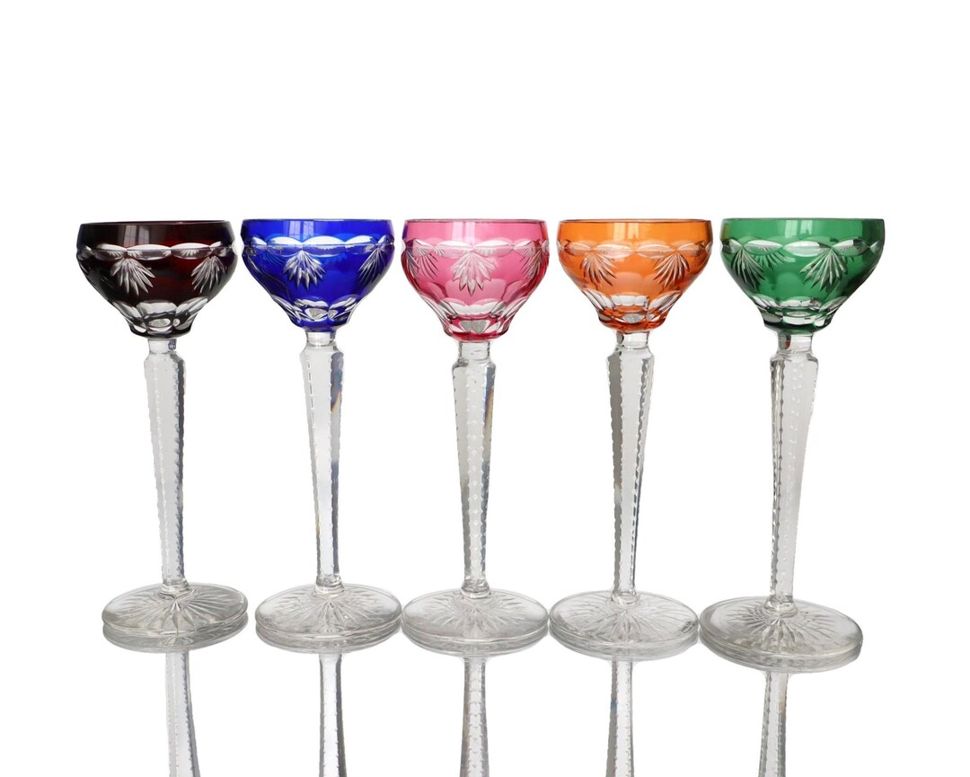 Crystal CORDIAL Glasses - Colored Crystal | Set of 5 - Etsy
