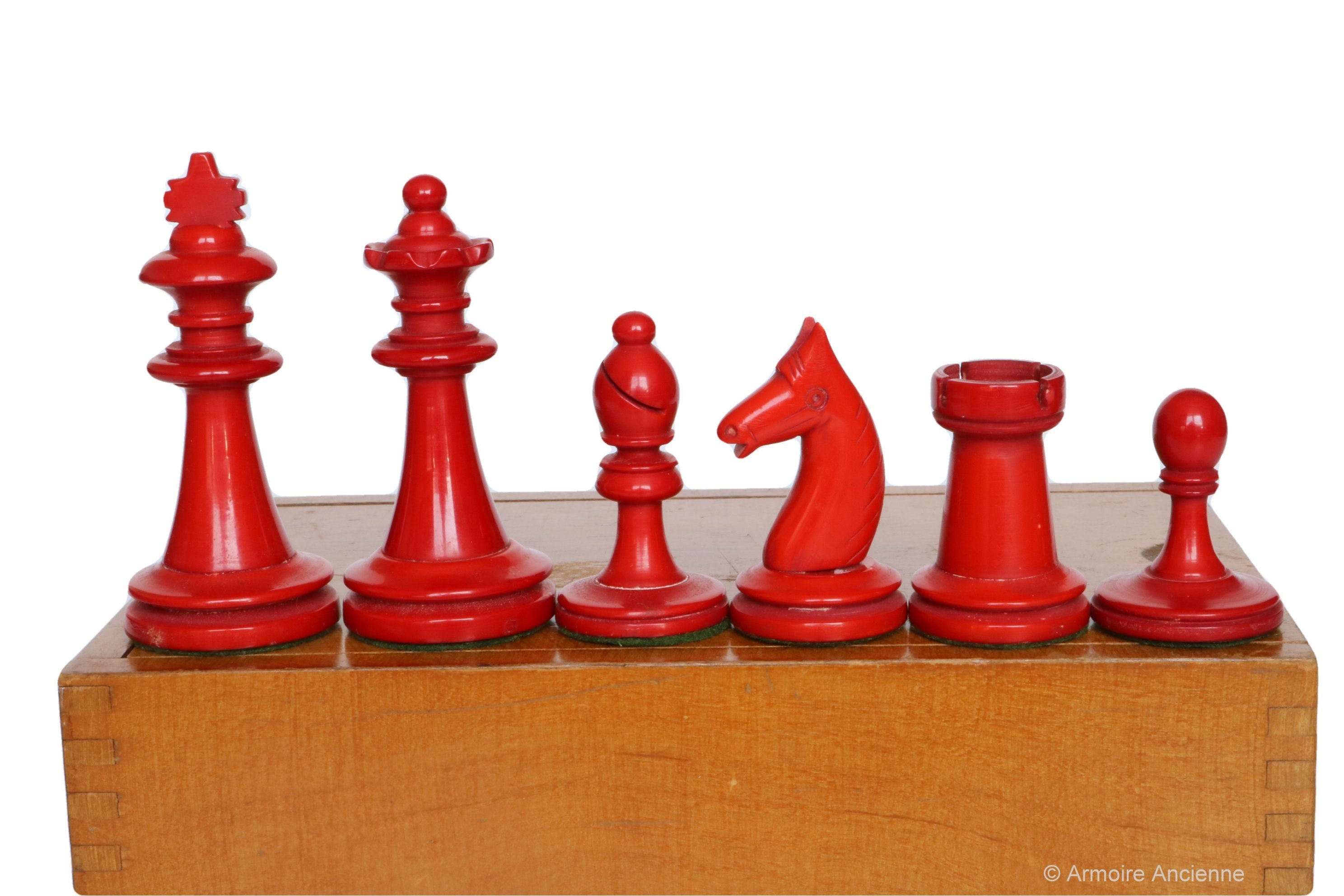 Bakelite Chess Set, Red & White - Rare Handmade Chessmen From 1930s - Etsy