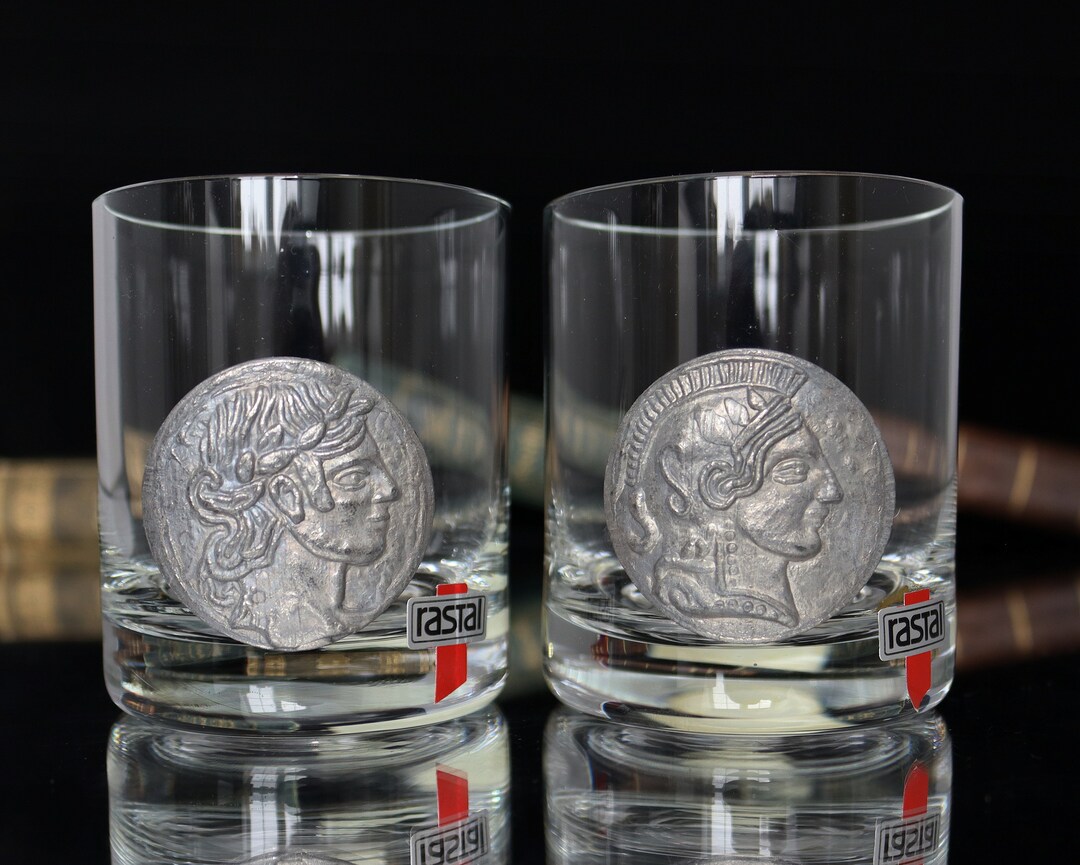 2x Whiskey Glasses With Pewter Coins - RASTAL - Etsy