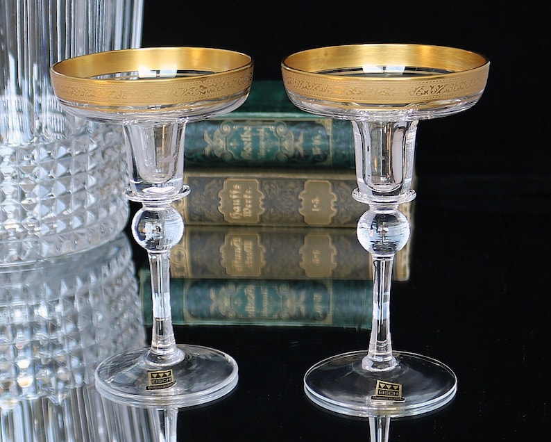 2x Crystal CANDLE HOLDERS With 24K Gold Textured Minton Rim | Etsy