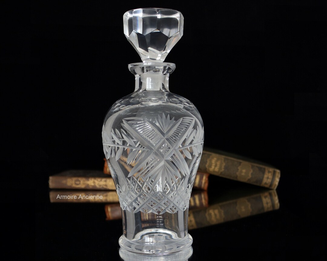 Antique Bohemian Crystal Decanter for Rum With Elaborate Cuts, 1920s - Etsy