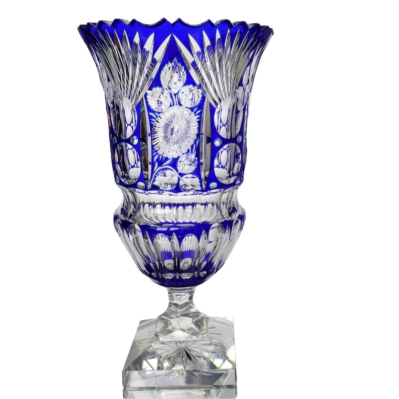 Cobalt Blue Crystal Vase - Etsy