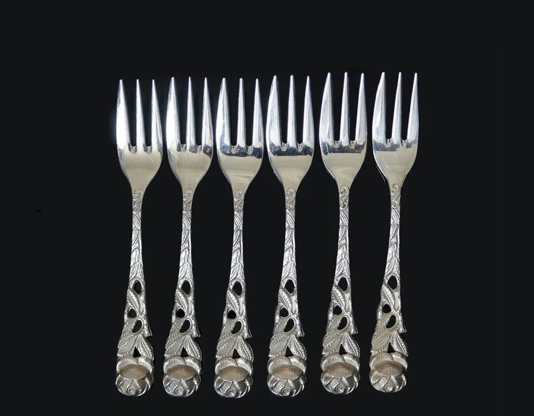 Silverplated Dessert Forks, Roses Handles - JUSTINUS | Set of 6 - Etsy