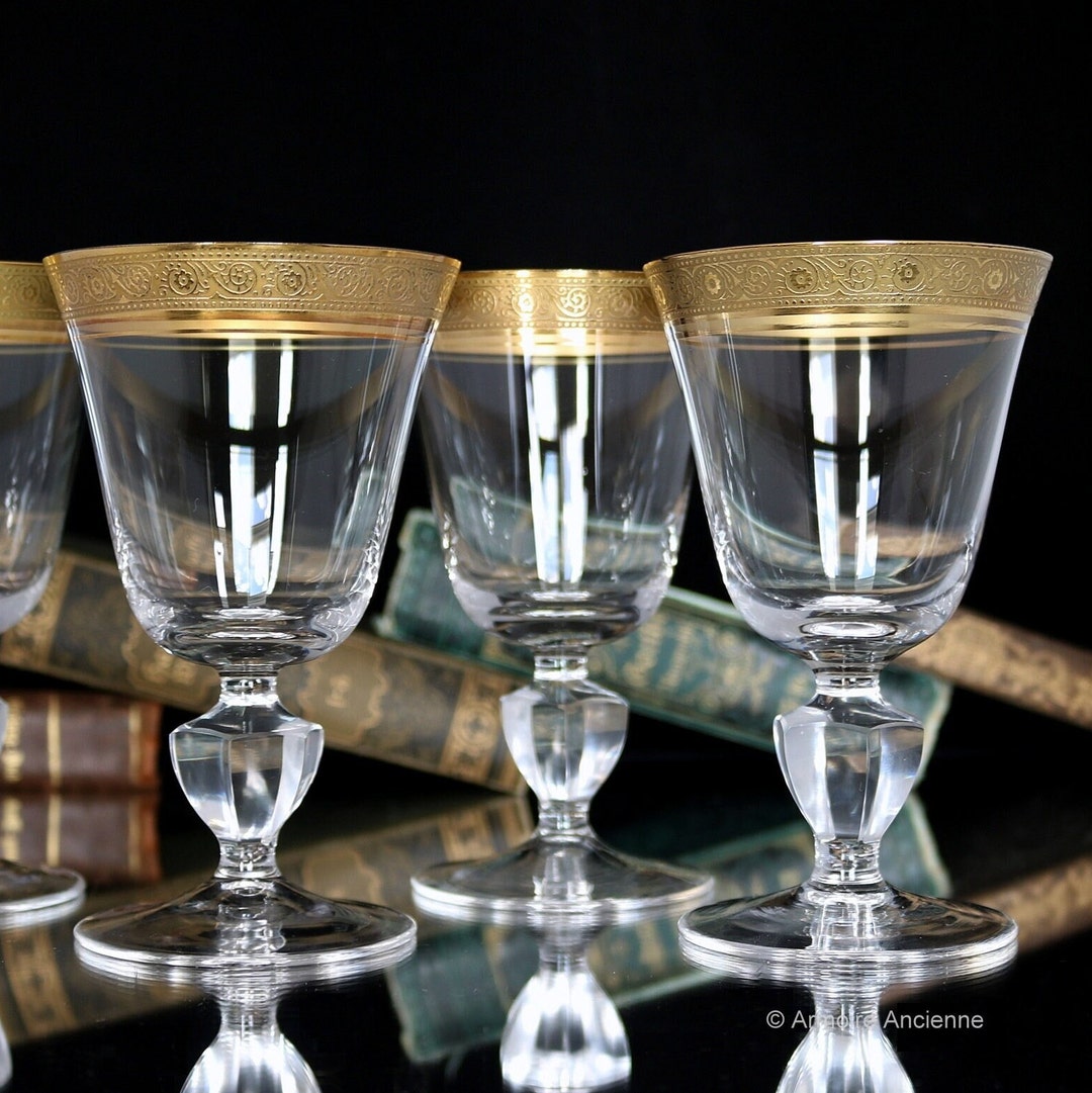 Crystal PORT Glasses With Gold Rim - THERESIENTHAL | Set of 2 - Etsy