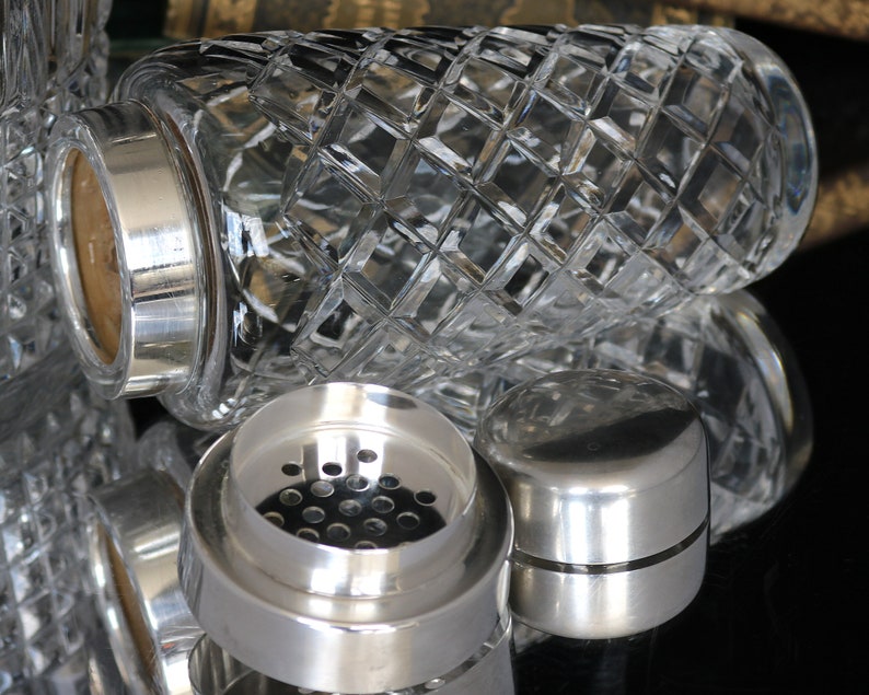 Crystal COCKTAIL SHAKER Cut Decor Silver-Plated Mounting | Etsy