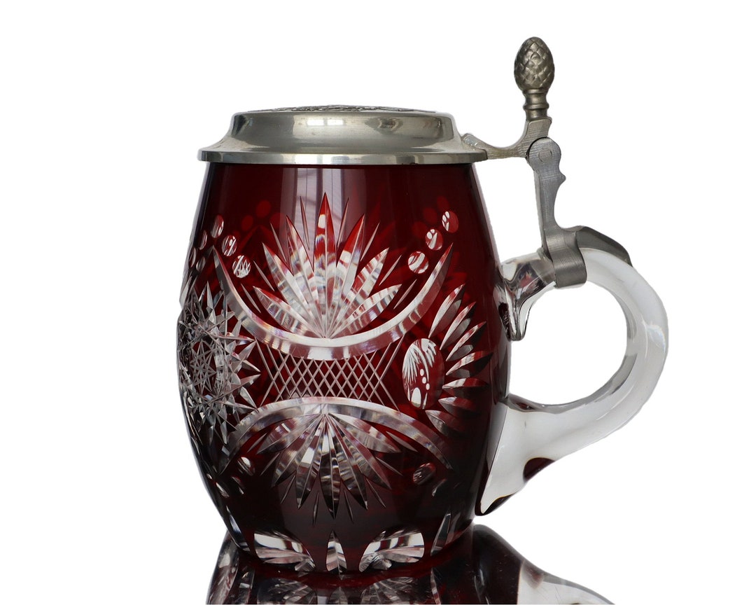 Ruby Crystal BEER MUG With Pewter Lid - Etsy