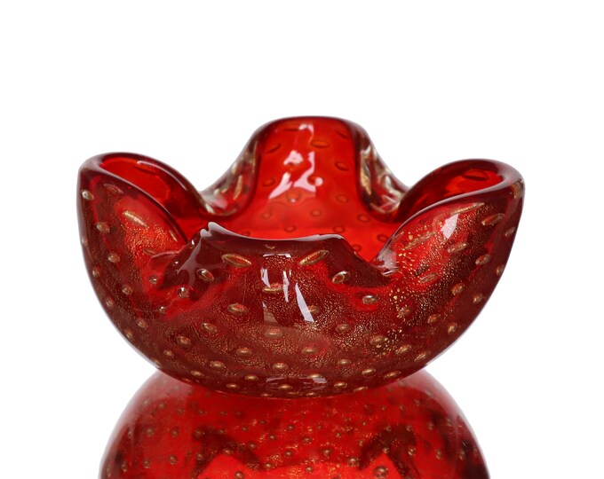Murano Glass Ashtray - Red Ashtray With Controlled Bubble Inclusions ...