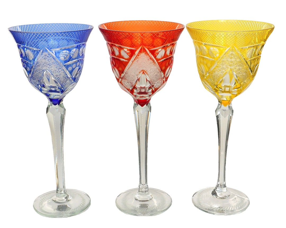 Crystal WINE HOCKS With Overlay & Elaborate Cuts GEHREN Set of 3 - Etsy