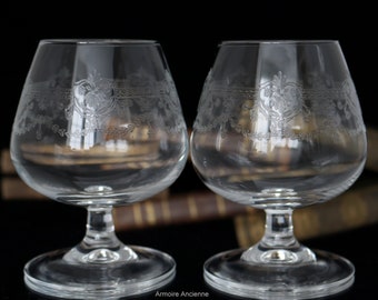2x Crystal COGNAC GLASSES Brandy Bourbon Balloon Snifters - Etsy