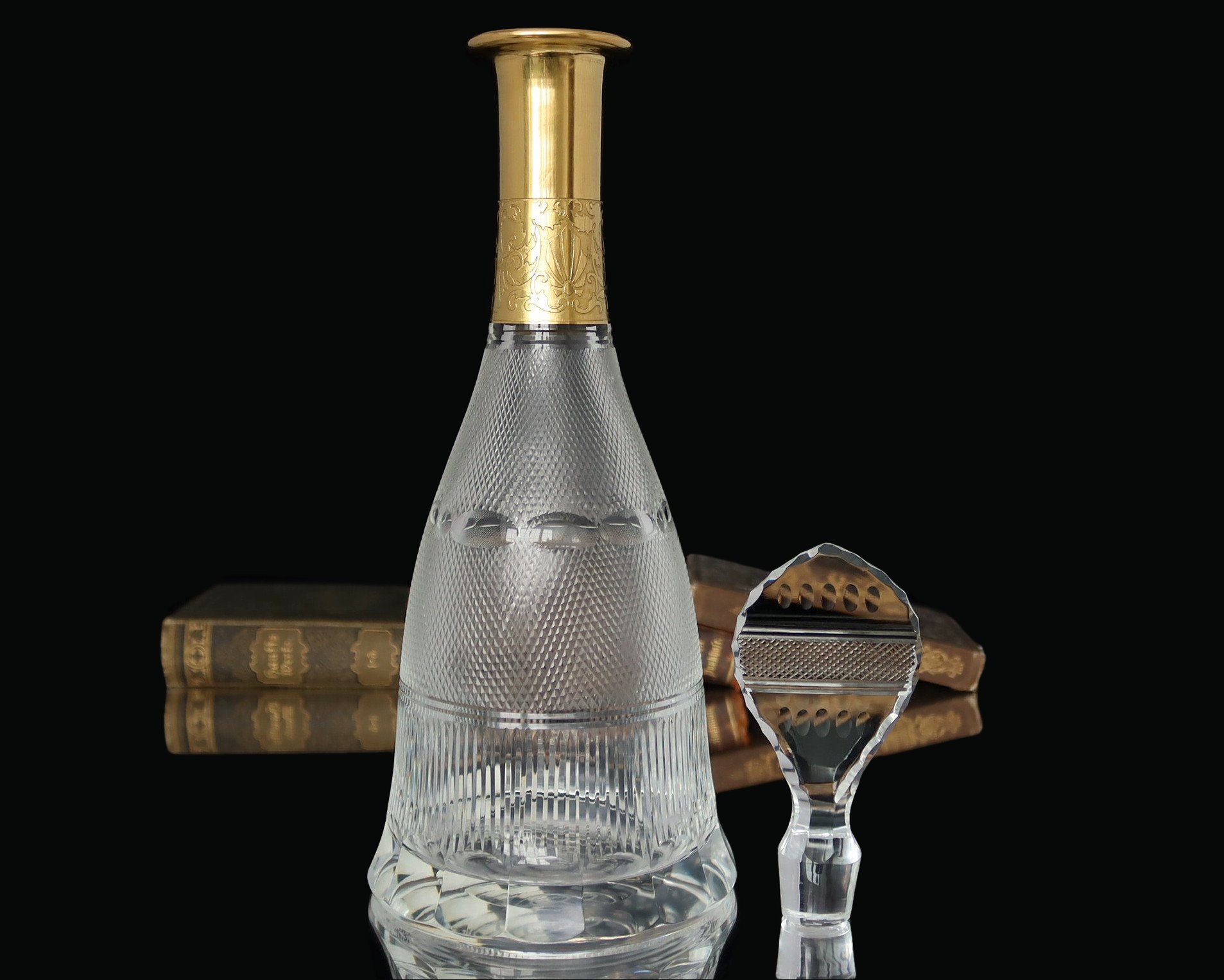 MOSER Crystal Decanter With Gold-plated Mounting - Splendid Line - Etsy