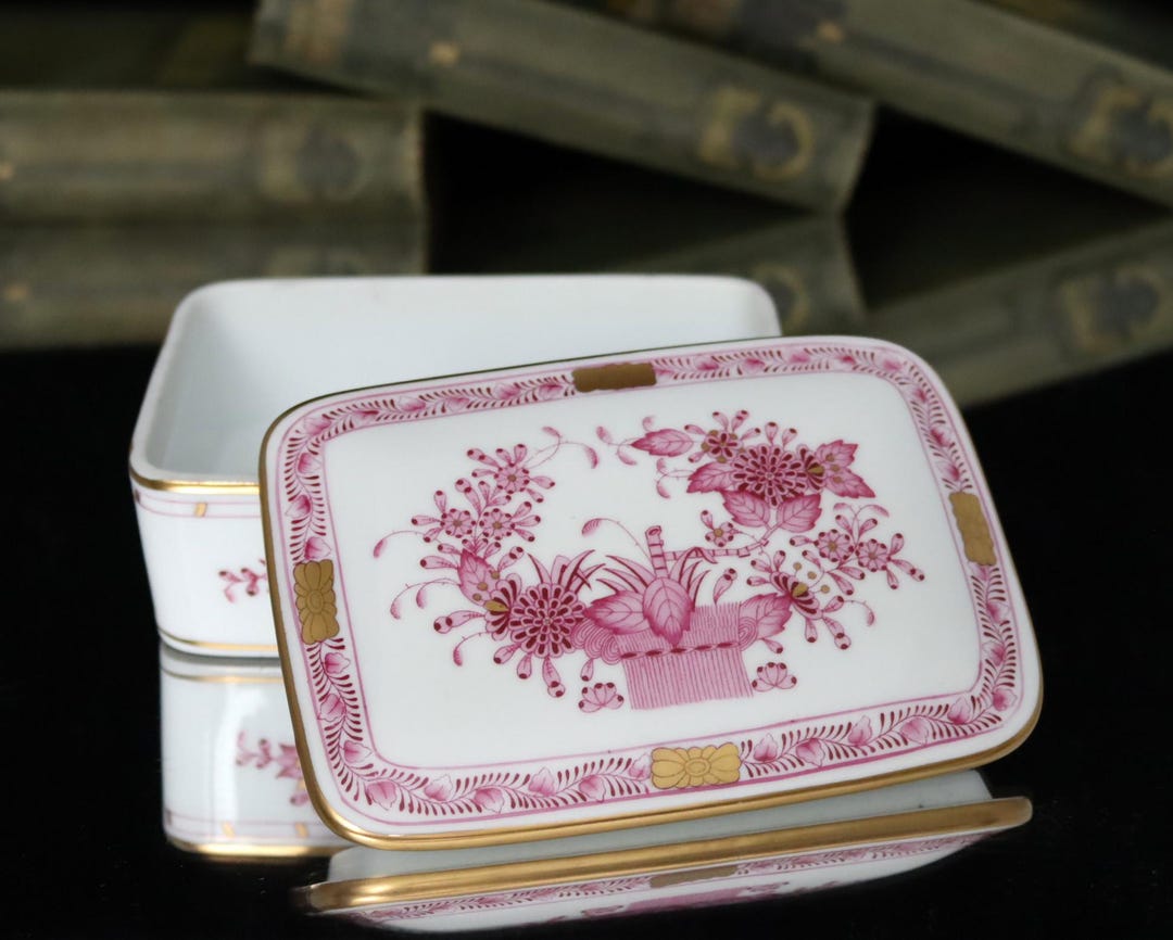Porcelain Trinket Box - HEREND Indian Basket Raspberry - Etsy