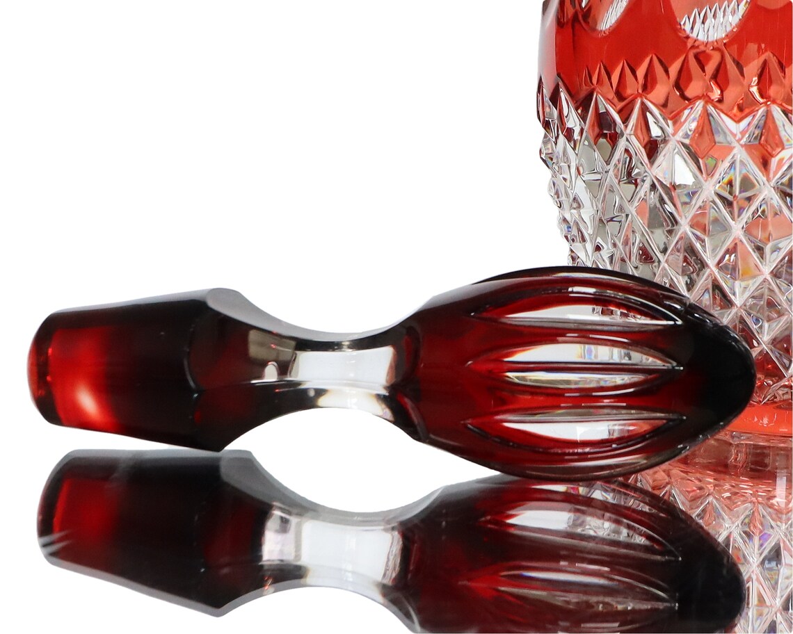 SPODE CRYSTAL DECANTER With Ruby Overlay - Etsy