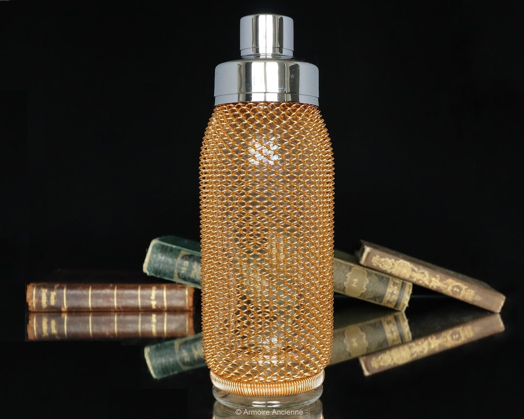 Cocktail Shaker With Gold Wire Mesh - Etsy