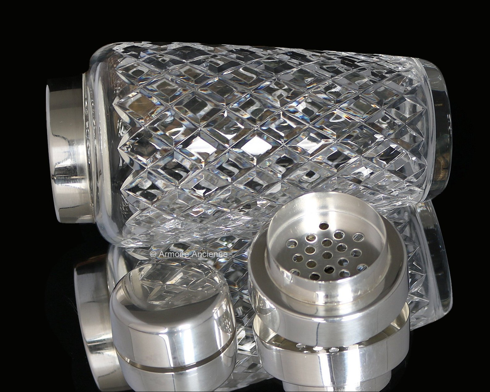 Crystal COCKTAIL SHAKER Cut Decor Silver-Plated Mounting | Etsy