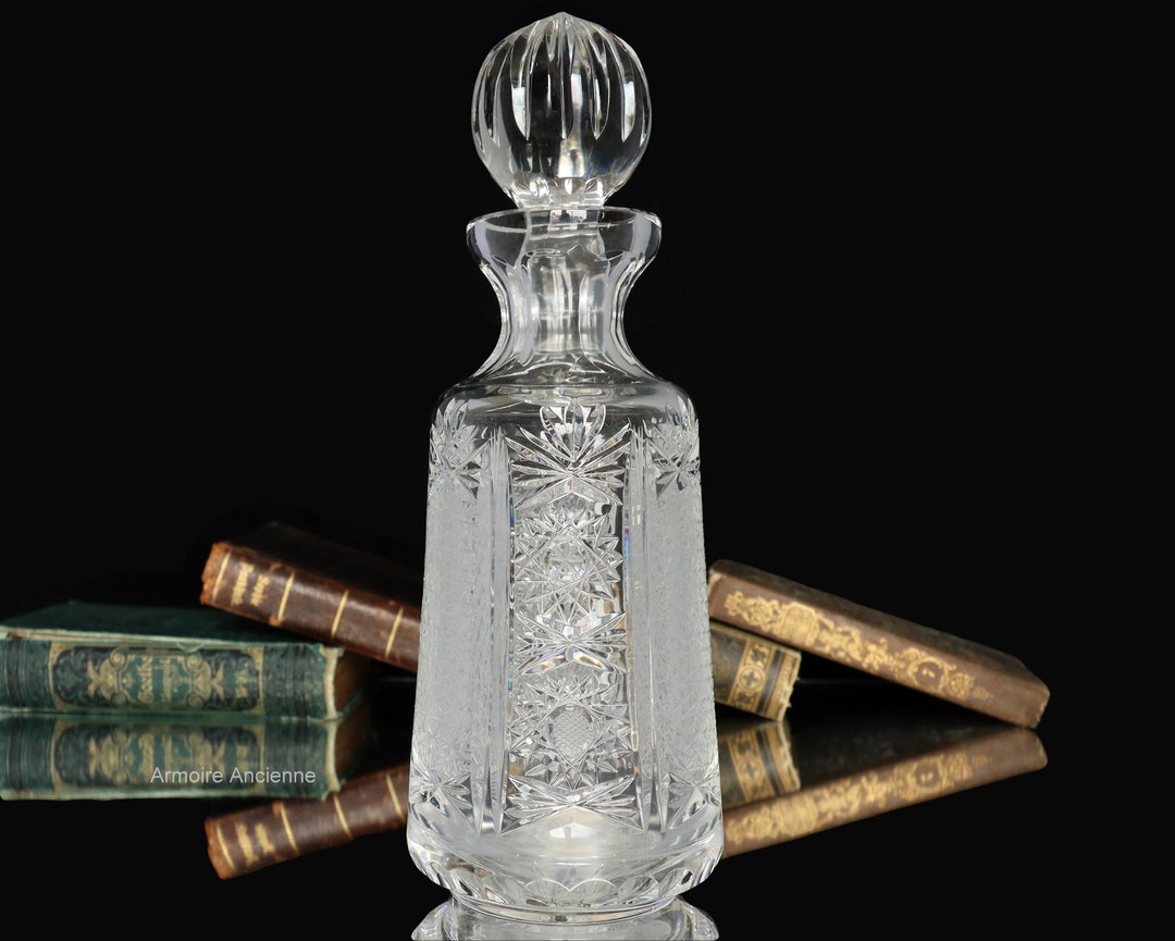 Bohemian Crystal Decanter for Rum, Elaborate Cuts - Etsy