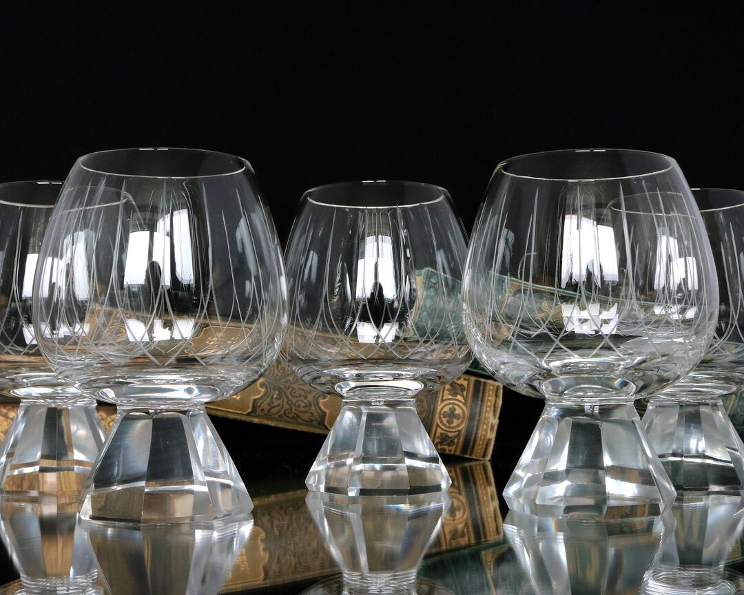 5x Small Crystal COGNAC Glasses Brandy Balloon Snifters - Etsy