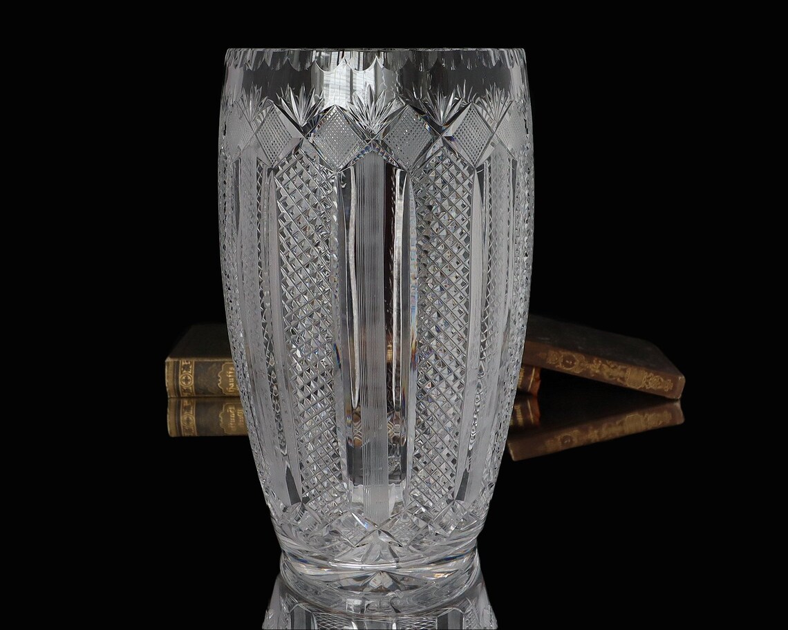 XL Large CRYSTAL VASE With Elaborate Cuts - Etsy