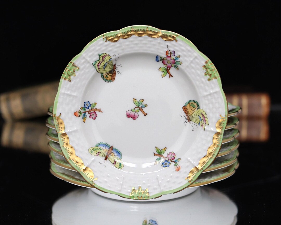 6x HEREND Porcelain Plates, Small Ø 12,5 Cm - Queen Victoria Pattern ...