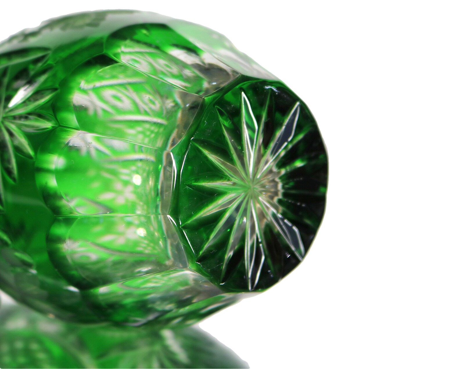 Small CRYSTAL DECANTER With Green Overlay Grapes Cut - Etsy