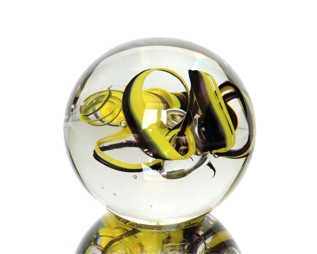 Glass Ball PAPERWEIGHT in Yellow & Black - Etsy