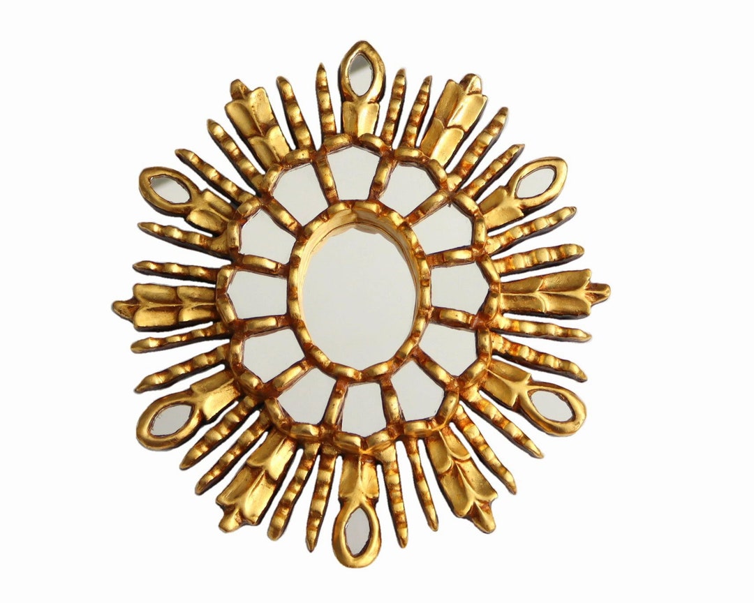 Small Sunburst Mirror in Wooden Gilt Frame - Etsy