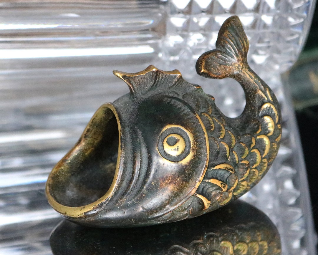 Heavy Bronze Ashtray in Fish Design - Fish Mouth Brass Figurine - Etsy
