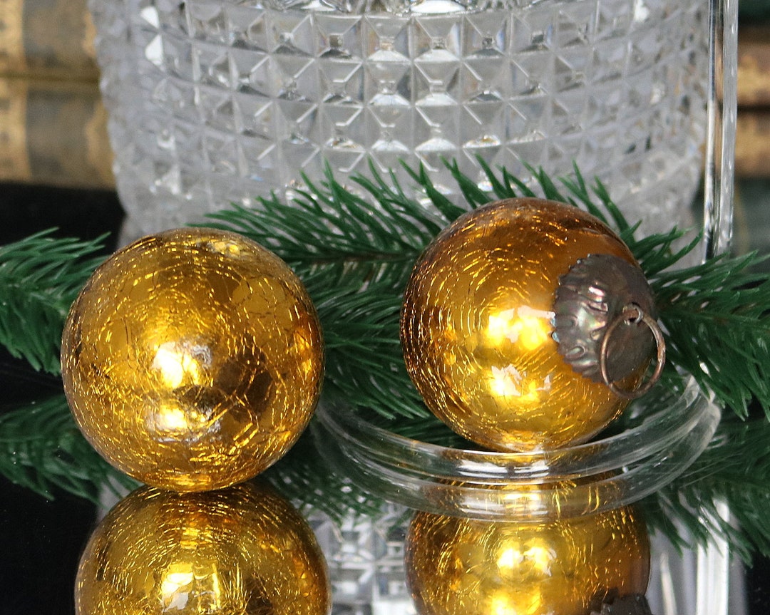 Vintage Cracked Glass Kugel Ornament: Gold German Christmas Bauble - Etsy