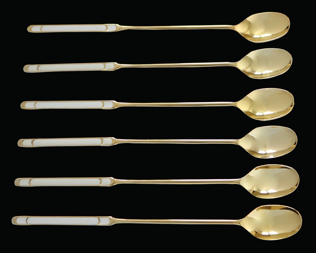 6x Long COCKTAIL SPOONS 24K Gold-plated HANSEAT Quality - Etsy