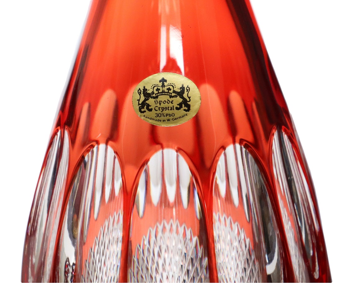 SPODE CRYSTAL DECANTER With Ruby Overlay - Etsy