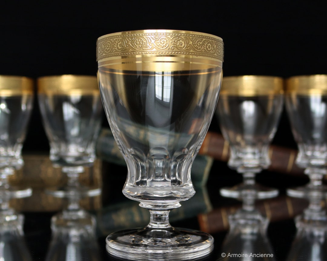 Crystal APERITIF Glasses With Gold Rim, THERESIENTHAL | Set of 5 - Etsy