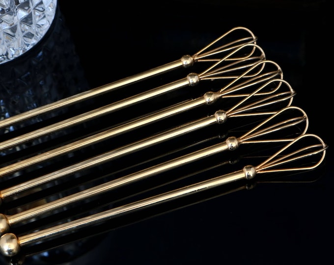 6x Champagne Swizzle Sticks 24K Gold-plated Cocktail Whisk - Etsy