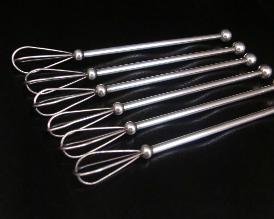 6x CHAMPAGNE WHISKS Cocktail Swizzle Sticks Silver-plated - Etsy
