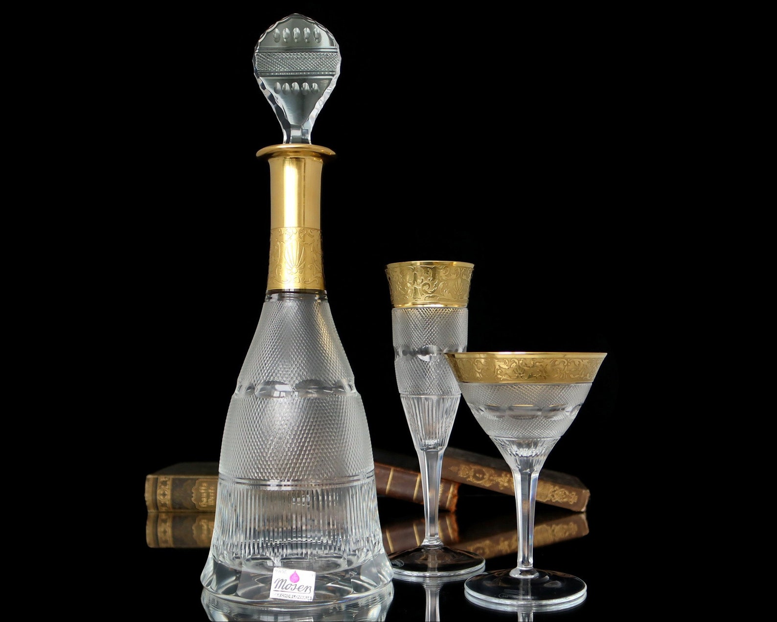 MOSER Crystal Decanter With Gold-plated Mounting - Splendid Line - Etsy