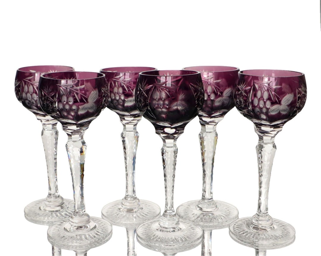 Purple Crystal CORDIAL Glasses - AJKA Marsala | Set of 6 - Etsy