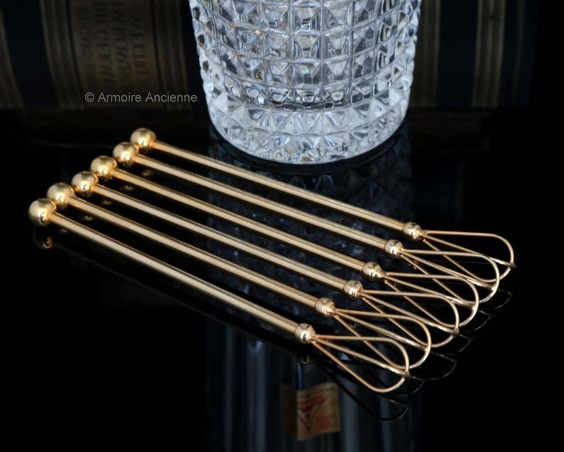 6x Champagne Swizzle Sticks 24K Gold-plated Cocktail Whisk - Etsy