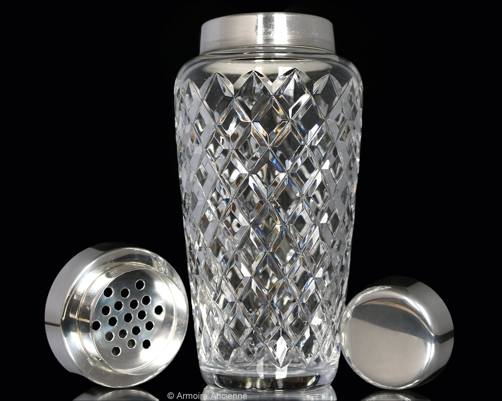 Crystal COCKTAIL SHAKER Cut Decor Silver-Plated Mounting | Etsy