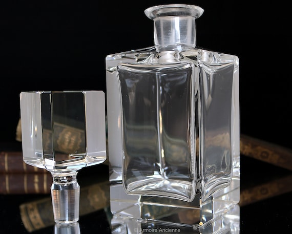 Mid Century Barware Whiskey Decanter Crystal Glass Square Decanter ...