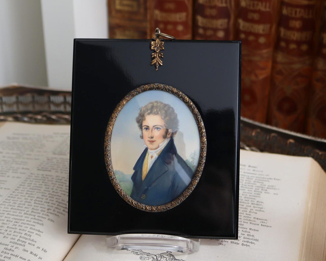 Miniature Portrait of a Young Aristocratic Man - Hand-painted - Etsy