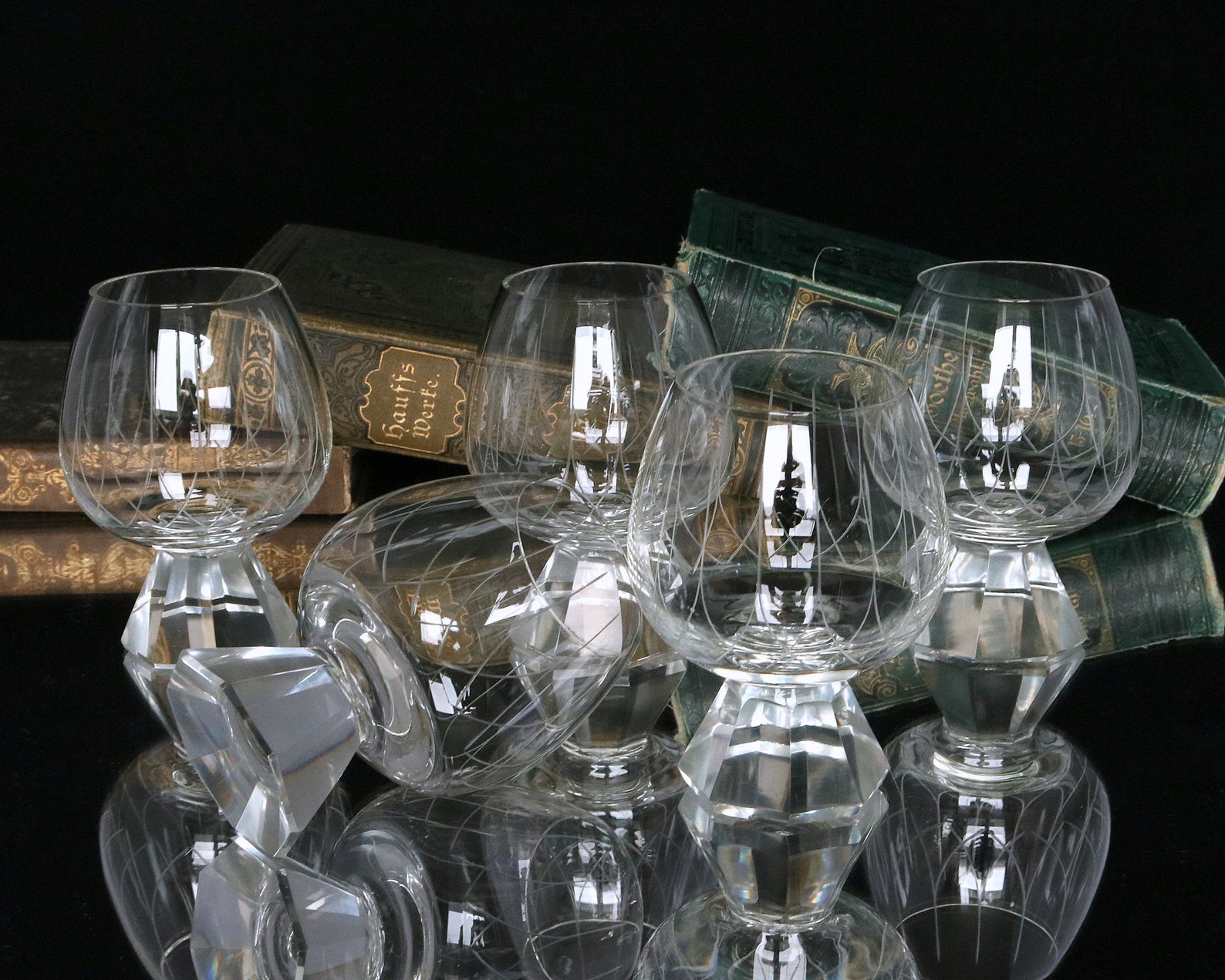 5x Small Crystal COGNAC Glasses Brandy Balloon Snifters | Etsy