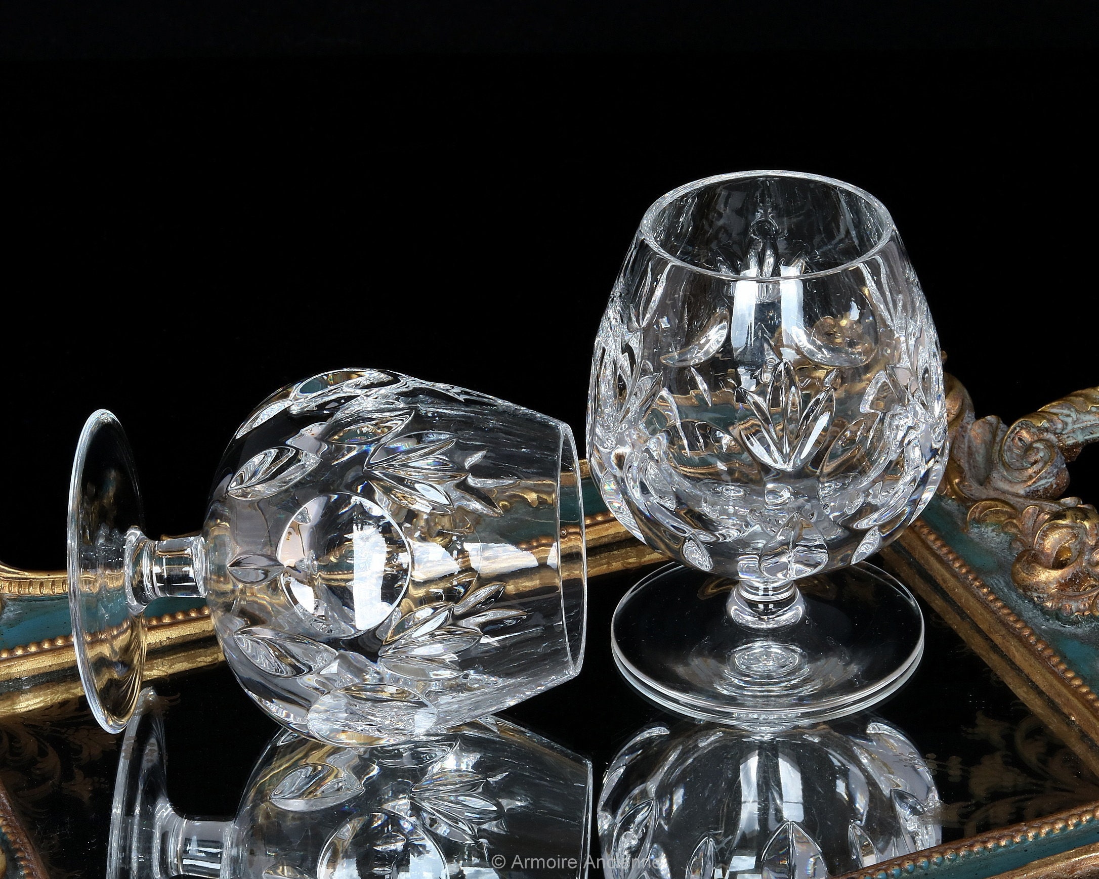 2x Crystal COGNAC GLASSES - Brandy Bourbon Balloon Snifters - Etsy